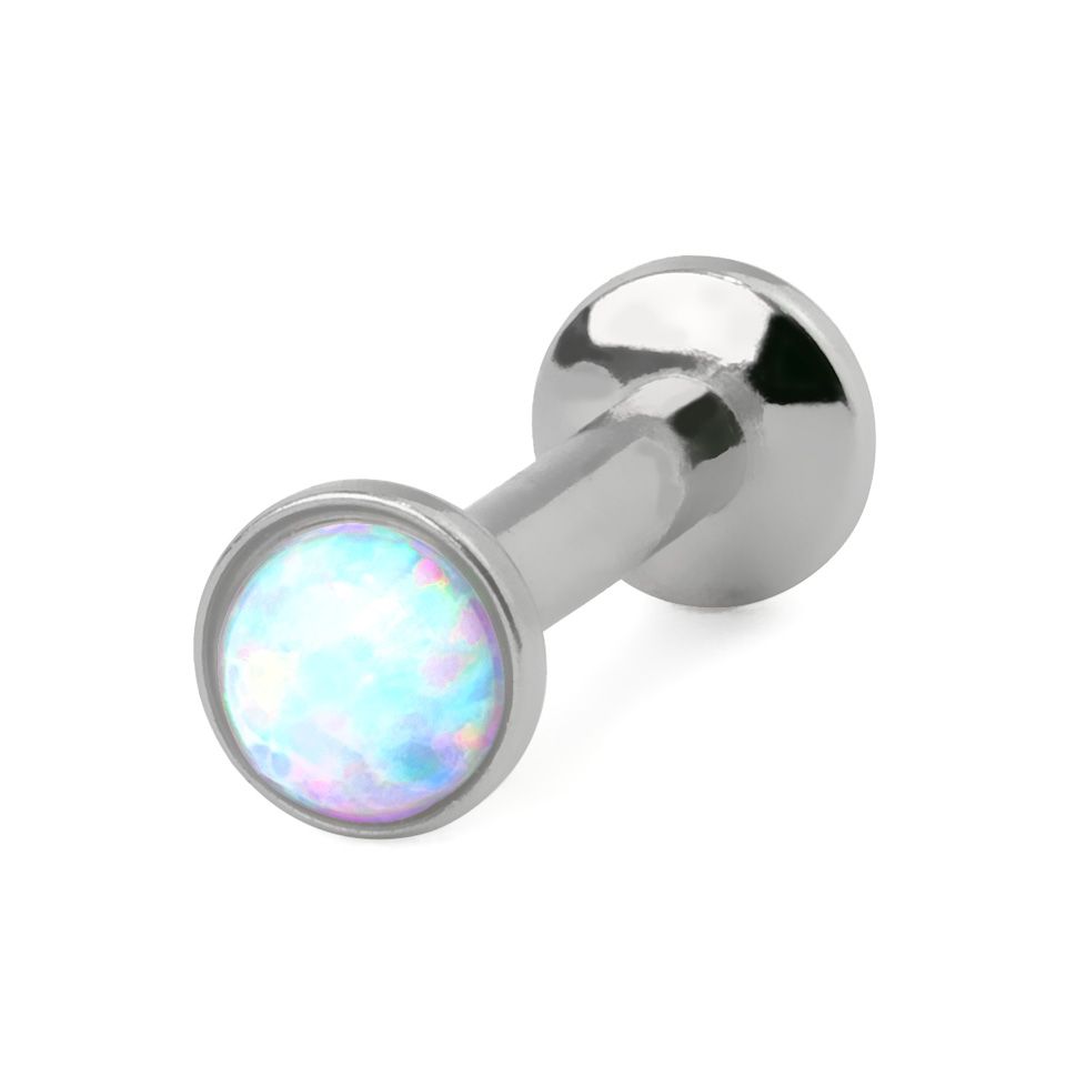 Tolles Push-In Labret mit Opal in drei verschiedenen Größen